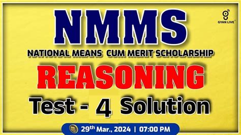 NMMS Reasoning Test 4 સલયશન REASONING NMMS nmms nmms2024