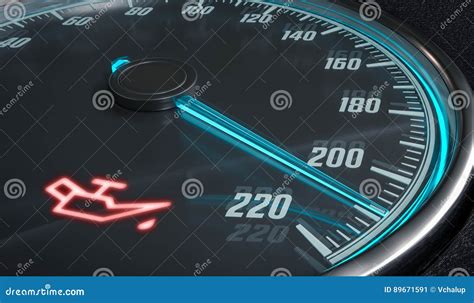 Oil And Engine Malfunction Warning Light Control In Car Dashboard 3D
