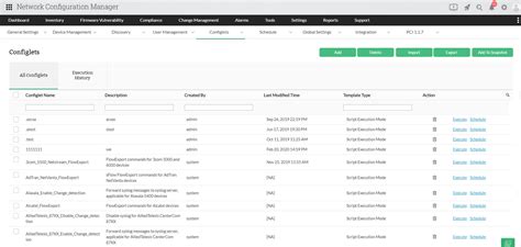 User Interface Dashboards Network Configuration Manager