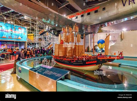 Hong Kong China January 20 2016 Zheng Hes Treasure Ship Model In