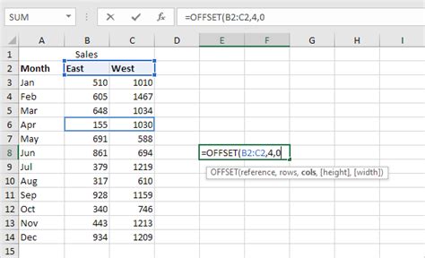 Excel Offset Function Formula Examples And Uses
