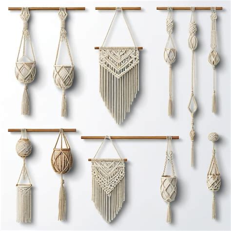 Macrame Vector Set White Background Isolated A High Quality Premium