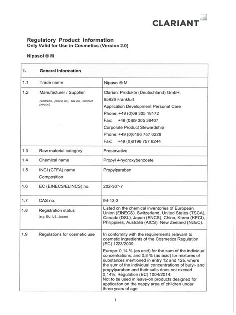 Nipasol M Rpi Pdf Cosmetics