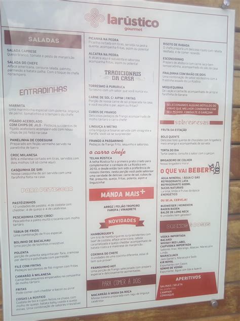 Menu Em La Rústico Restaurante Linhares