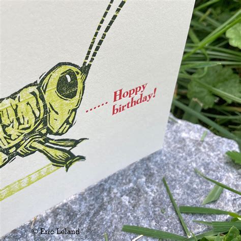 Birthday Card Hoppy Birthday With Grasshopper Eric Lelands