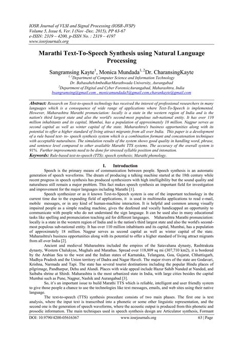 marathi text to speech synthesis using natural language processing pdf