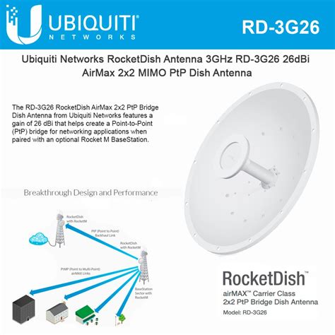 Ubiquiti Networks Rocketdish Antenna 3ghz Rd 3g26 26dbi Airmax 2x2 Mimo
