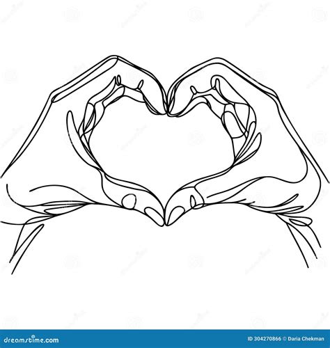 One Line Draws The Hands Making A Heart Sign Or Symbol With The