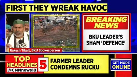 Watch Farmer Leader Rakesh Tikait Punish Those Behind Ruckus Vandals