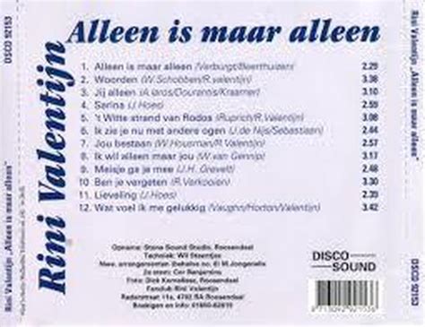 Rini Valentijn Alleen Is Maar Aleen Rini Valentijn Cd Album