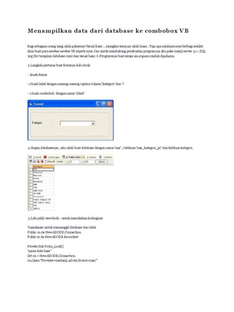 Menampilkan Data Dari Database Ke Combobox Pdf