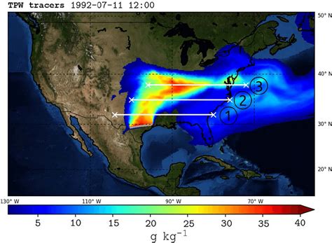 Tracer Total Precipitable Water Tpw G Kg −1 And Positions Of The