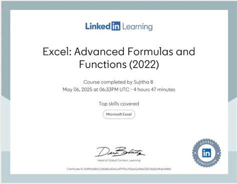 excel advancedexcel formulas functions linkedinlearning dataskills… sujitha b