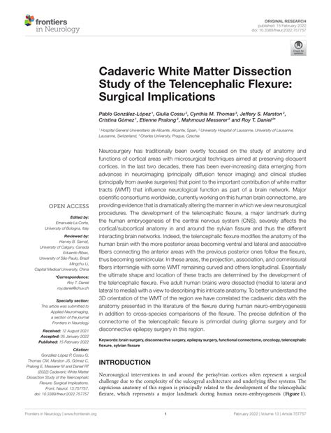Pdf Cadaveric White Matter Dissection Study Of The Telencephalic