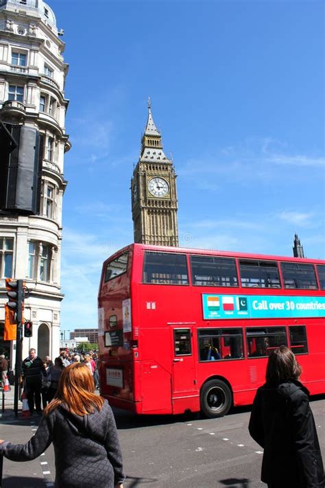 London England Big Ben And Red Bus Editorial Photography Image Of