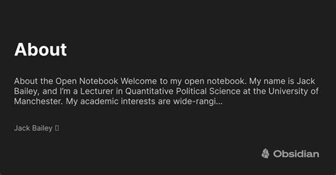 About Jack Bailey 📓 Obsidian Publish