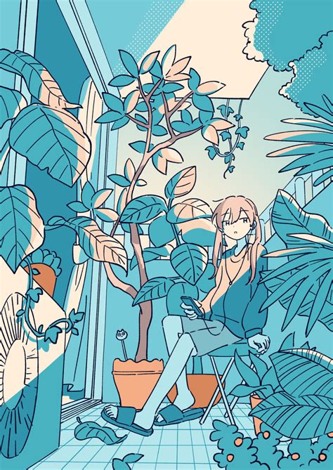 Safebooru 1girl O Absurdres Air Conditioner Bush Cellphone
