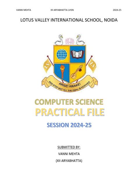Class 12 Aryabhatta Vanni Cs Practical File Lvisn 2024 25 Pdf