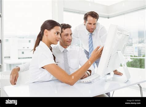 Business People Using Computer In Office Stock Photo Alamy