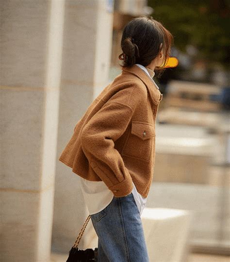 양털코트 울 100 유니크 모직 숏 코트 울코트 니트 재킷 여성 겨울 상의 아우터 겨울코트 캐주얼자켓 모직코트 모직자켓 세미 정장코트 크롭 긴팔 폴로 카라 트위드