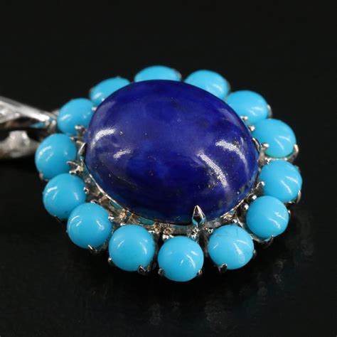 Chromia Jewelry 18k Lapis Turquoise And Diamond Pendant Necklace Ebth