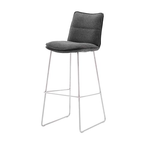 Barhocker Mit Lehne In Anthrazit Chenille Mit Edelstahl Duckey 2er Set