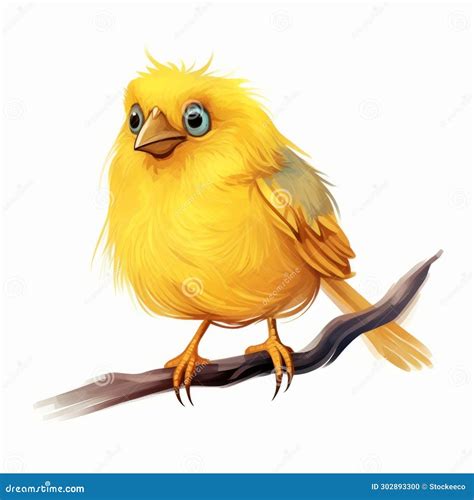 Crazy Canary Character Detailed Illustration On A Branch Stock Illustration Illustration Of