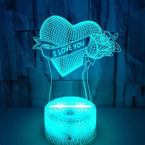 Nighdn 3d S Lámpa Illúzió Éjszakai Könnyű Hálószoba Fények Dekoráció Romantikus Valentin Napi