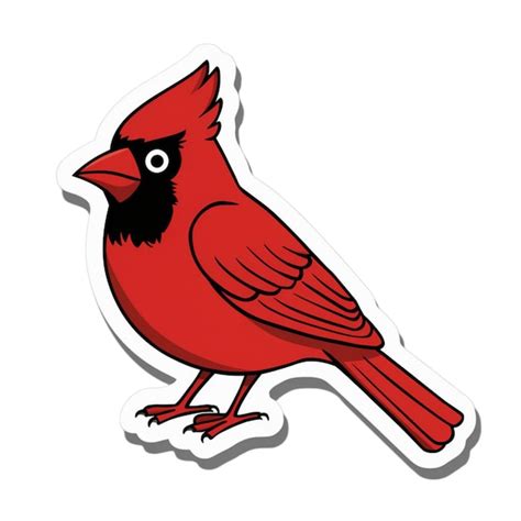 Cartoonstyle Sticker Of A Red Cardinal Bird Isolated On White