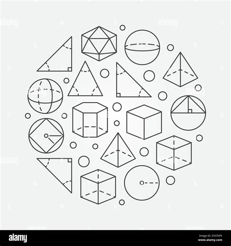 Trigonometry And Geometry Illustration Vector Round Outline Science Or Education Concept