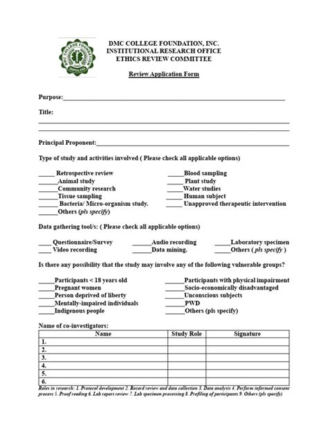 Erc Revised Application Form Pdf