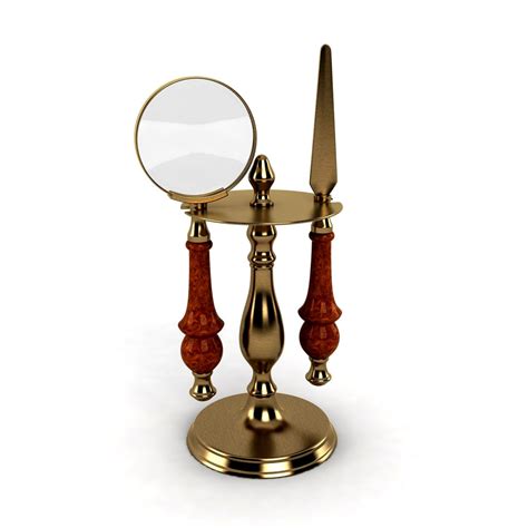 Magnifying Glass Desk Set 3d Model
