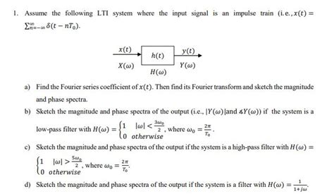 Solved I Assume The Following Lti System Where The Input