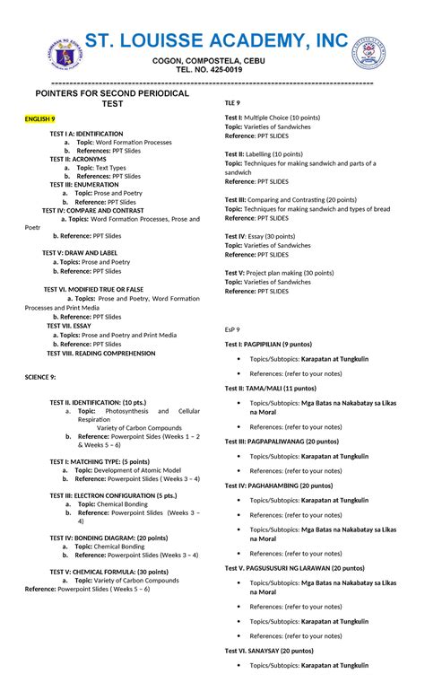 Pointers POINTERS FOR SECOND PERIODICAL TEST ENGLISH TEST I A IDENTIFICATION A Topic Word