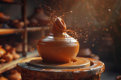 Premium Photo Exquisite Handmade Pottery On A Spinning Wheel Oct