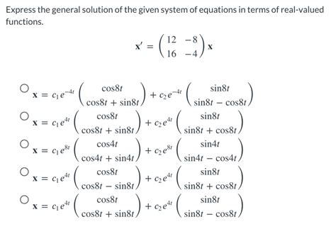 Solved Express The General Solution Of The Given System Of Chegg Com
