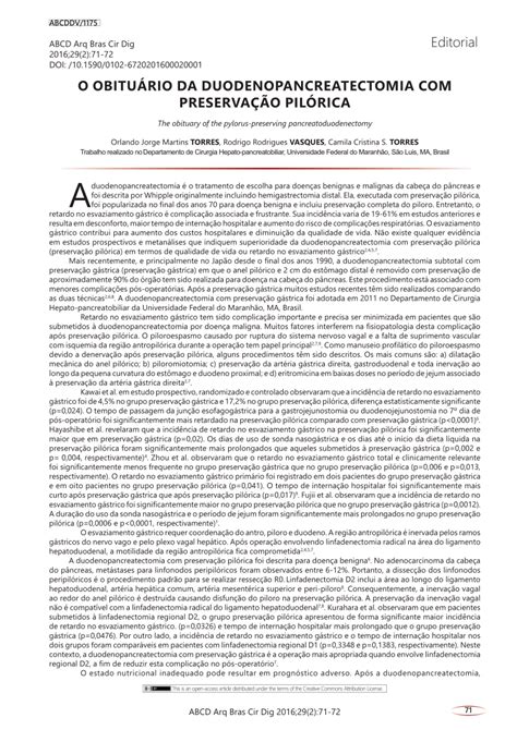 Pdf The Obituary Of The Pylorus Preserving Pancreatoduodenectomy