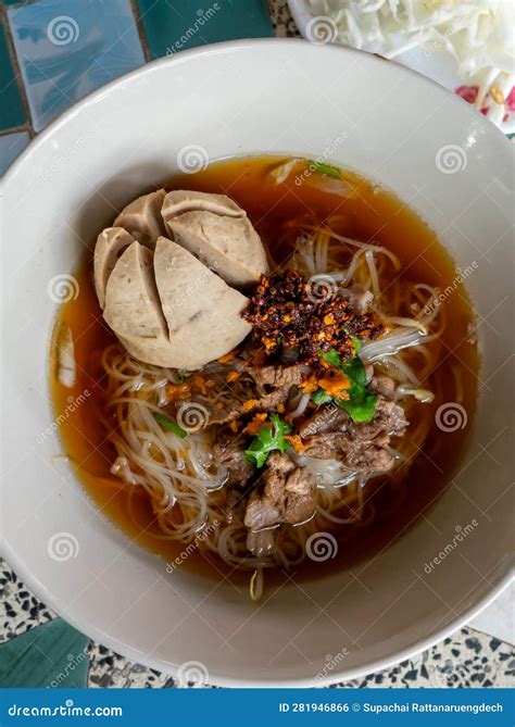 Top View Of Thai Boat Noodle Soup Stock Photo Image Of Thai Broth