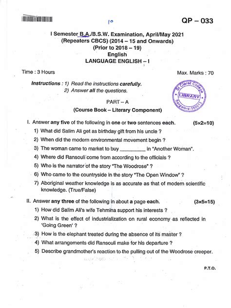 10 English I April May 2021 Repeaters Cbcs Prior To 2018 19 And 2014 15 And Onwards Pdf