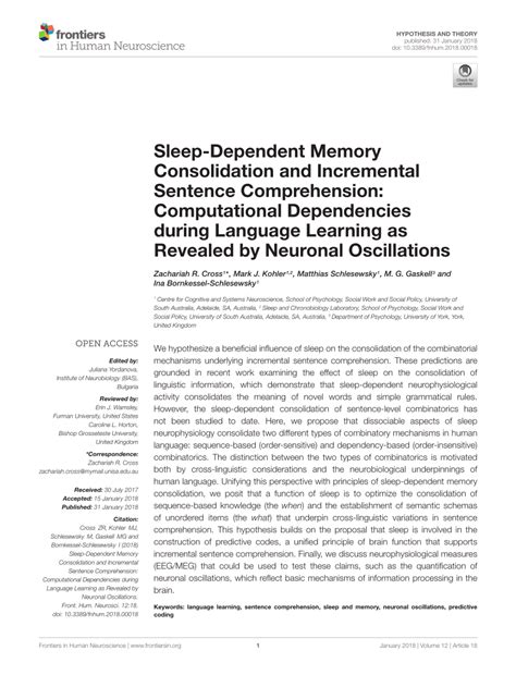 pdf sleep dependent memory consolidation and incremental sentence