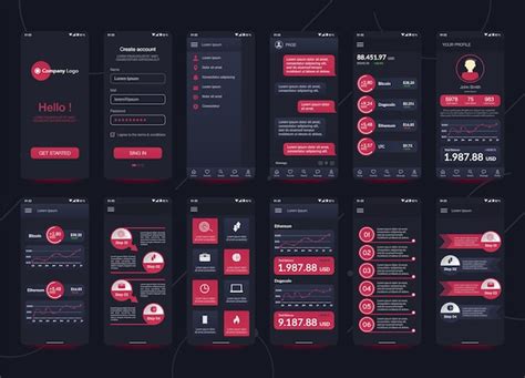 premium vector set design of mobile app cryptocurrency wallet chat