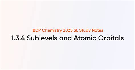 Sublevels And Atomic Orbitals 1 3 4 Ib Dp Chemistry Sl 2025 Notes