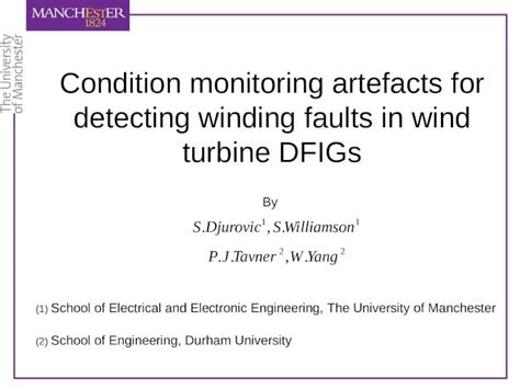 Ppt Condition Monitoring Artefacts For Detecting Winding Faults In