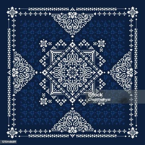 벡터 장식 반다나 인쇄 페이즐리와 꽃전통적인 장식 민족 패턴 실크 넥 스카프 또는 손수 막정 무늬 디자인 스타일 직물 또는 Papper에 인쇄에 대 한 최고의 동기 0명에