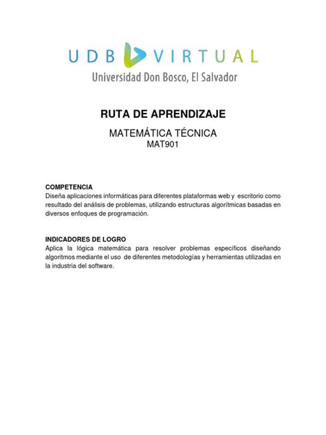 Ruta De Aprendizaje Matemática Técnica 1 1 Pdf Factorización
