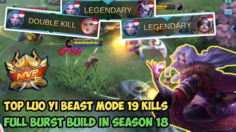Top Luo Yi MVP Play 19 Kills Luo Yi Full Burst Build In Season 18