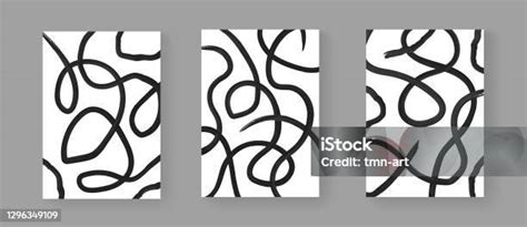 Set Komposisi Coretan Kuas Koleksi Poster Brushstroke Abstrak Ilustrasi Stok Unduh Gambar