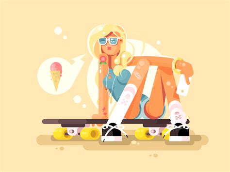 Girl Skateboarding Illustration Kit8