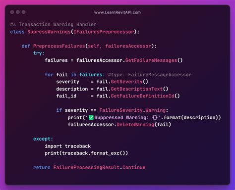 How To Suppress Warnings In Revit Api Learn Revit Api Course