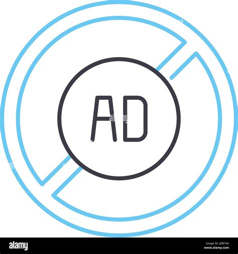 Ad Block Protection Line Icon Outline Symbol Vector Illustration